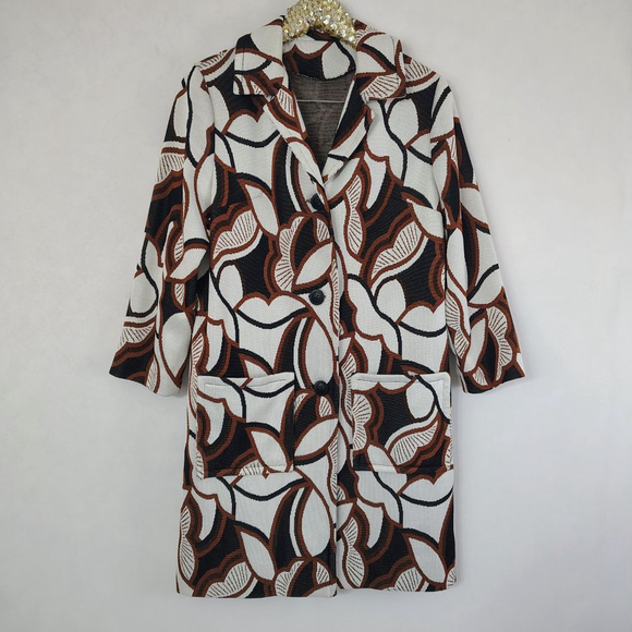 Vintage | Jackets & Coats | Vintage 7s Homemade Womens Brown Abstract ...